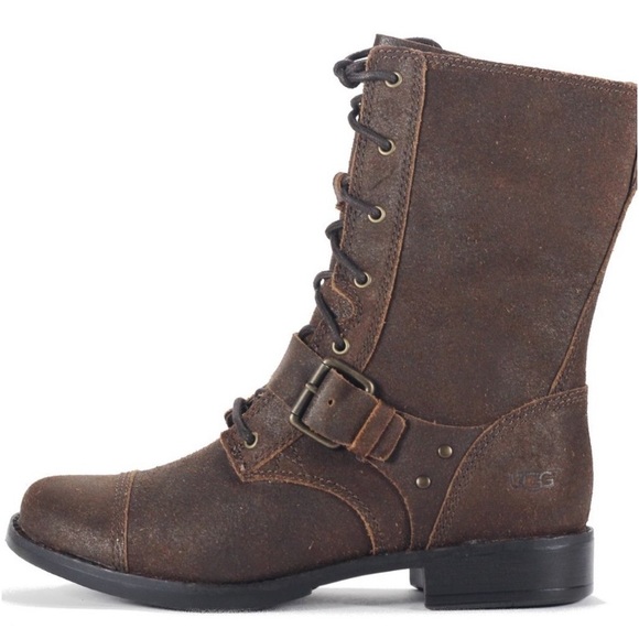 UGG | Shoes | Ugg Australia Marela Dark Chestnut Combat Boots | Poshmark